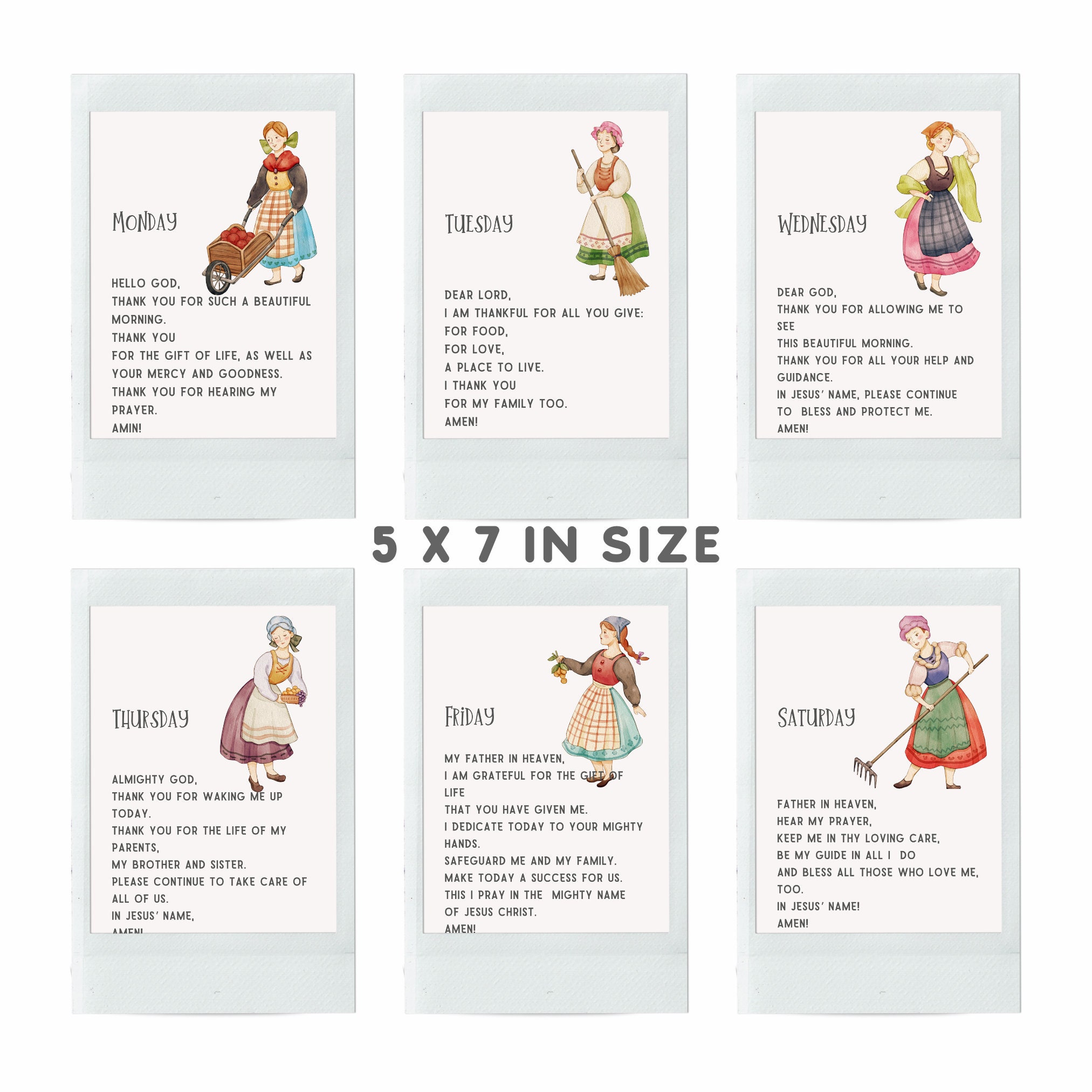 Printable Prayer Cards for Kids, Daily Prayer Cards, Catholic Prayer ...