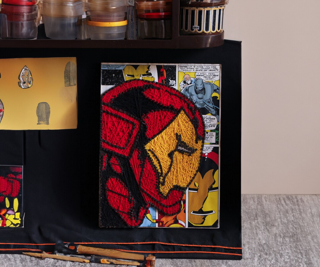 IRON MAN String Art retro Art marvel Decor Framed Art wall - Etsy