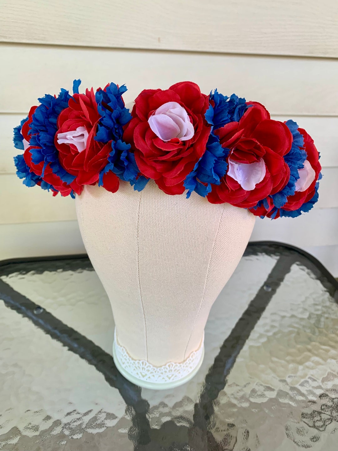 Holiday Crown, Red White and Blue Flower Crown, Patriotic Flower Crown ...