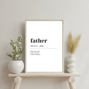 Father Definition Art, Father Wall Art, Office Wall Art, Home Decor ...