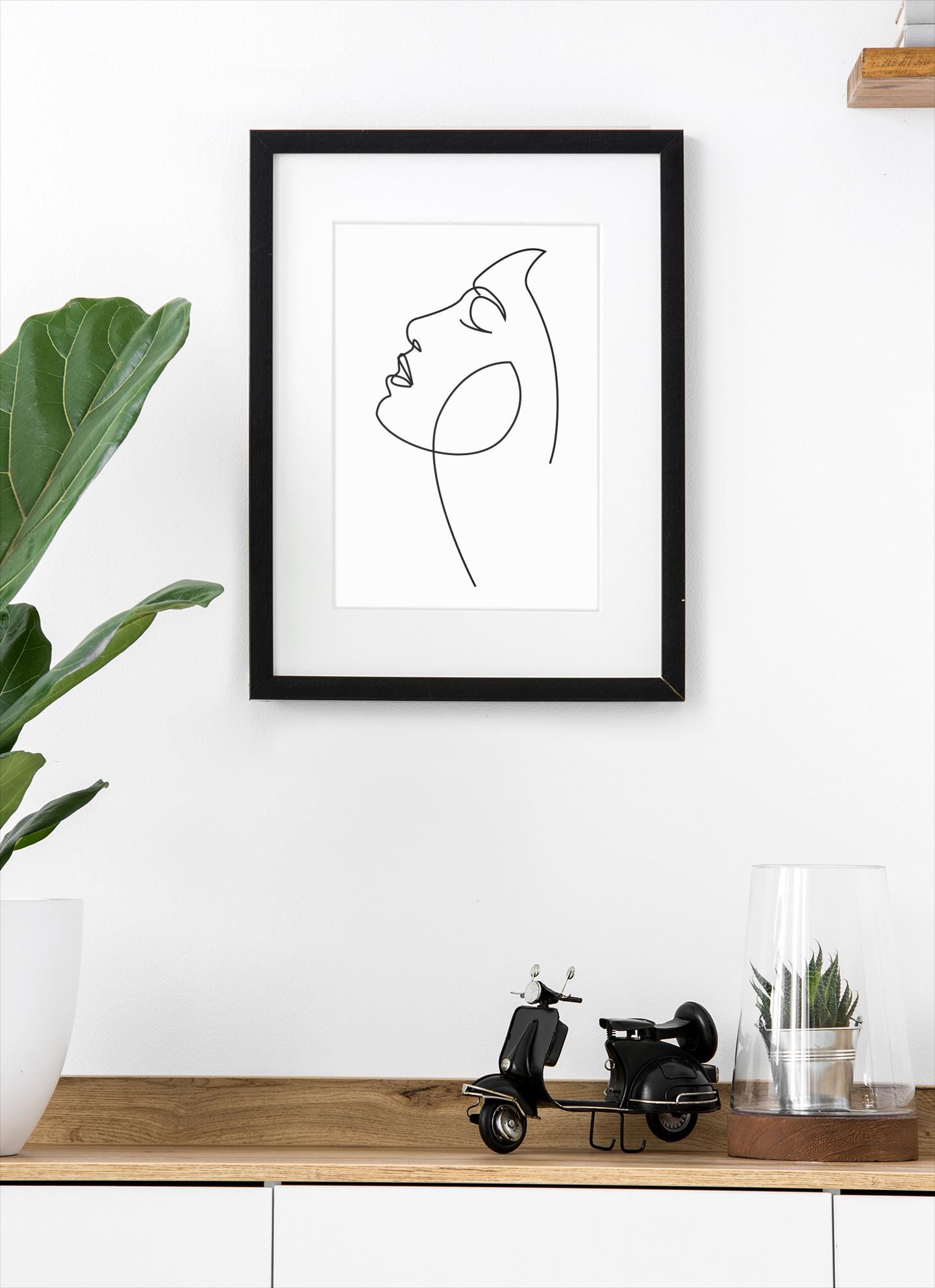 Minimalist Line Art Print, Abstract Woman's Face Wall Art, Modern One ...