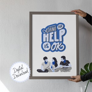 Ask for Help Poster, Mental Health Wall Art, Unframed Wall Decor ...