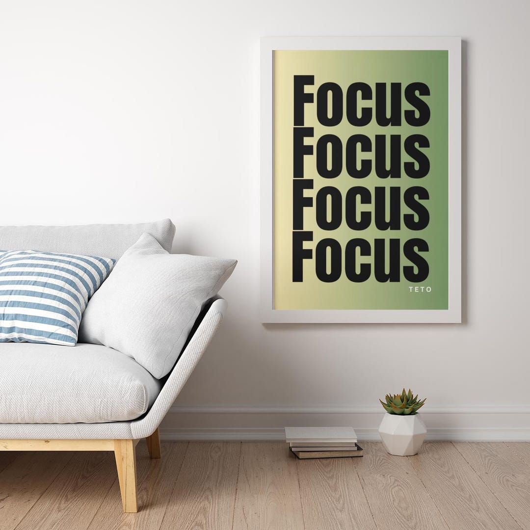Minimalist “focus” Printable Wall Art | Unique Motivational Decor - Etsy