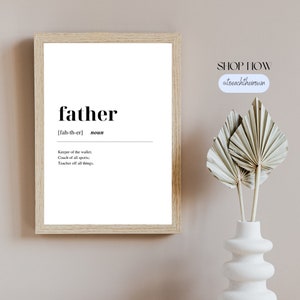 Father Definition Art, Father Wall Art, Office Wall Art, Home Decor ...