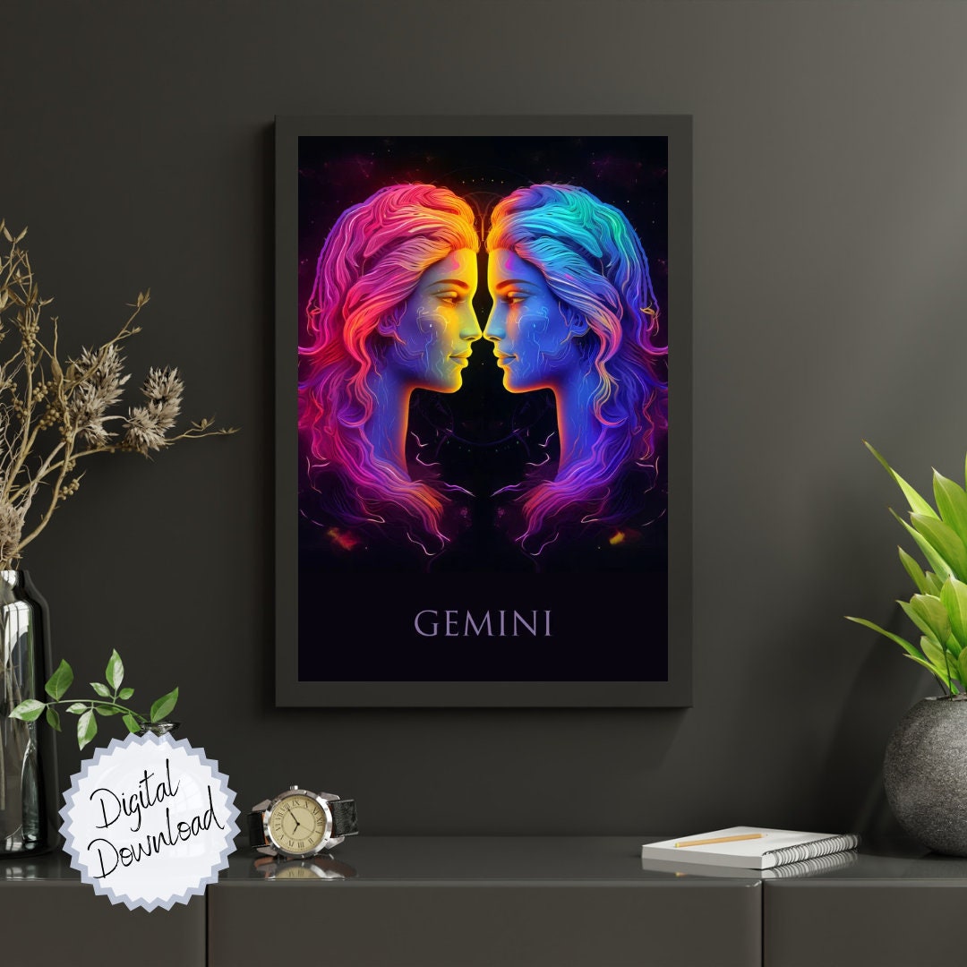 Gemini Wall Art Zodiac Sign Poster Gemini - Etsy UK