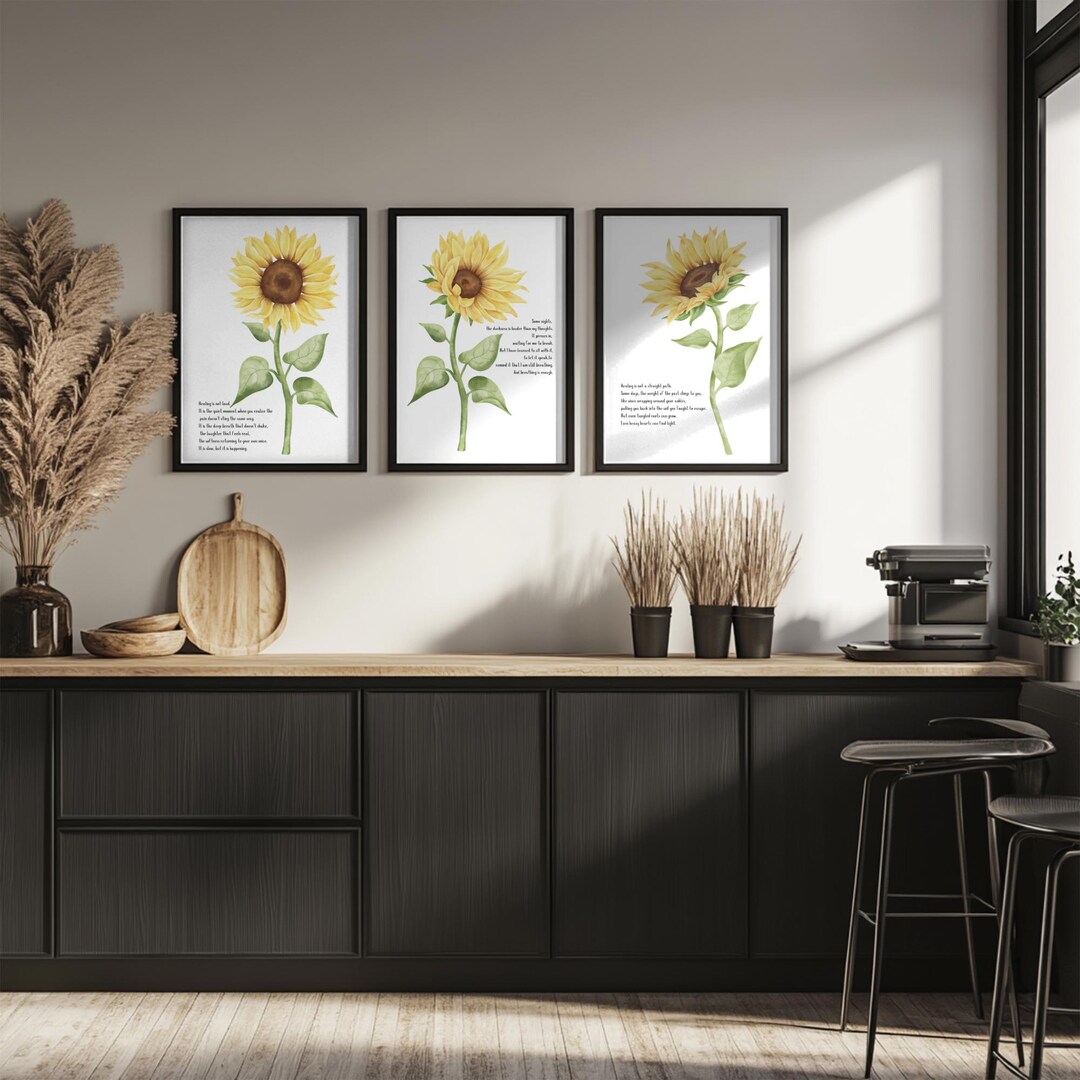 3 Piece Sunflower Mental Health Printable Wall Art Set | Inspirational ...