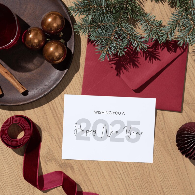 Printable Happy New Year 2025 Card | Instant Download Postcard | New ...