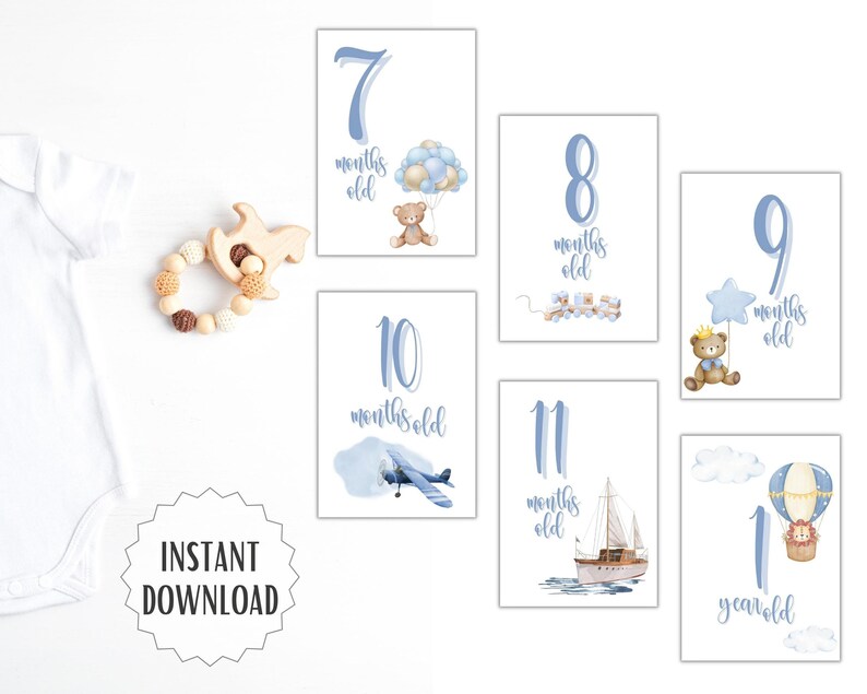 Printable Baby Boy Milestone Cards Keepsake Baby Blue - Etsy