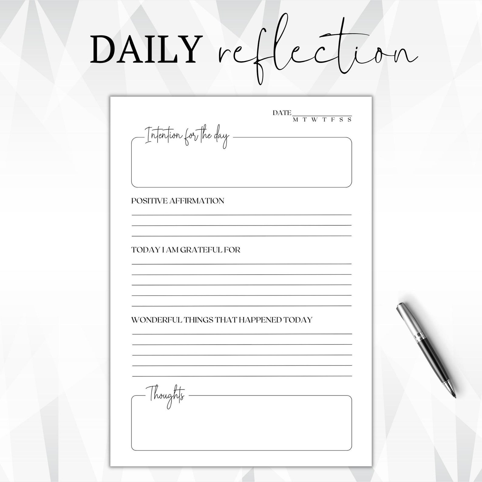 Daily and Monthly Reflection Review Pages, Printable Daily Journal ...
