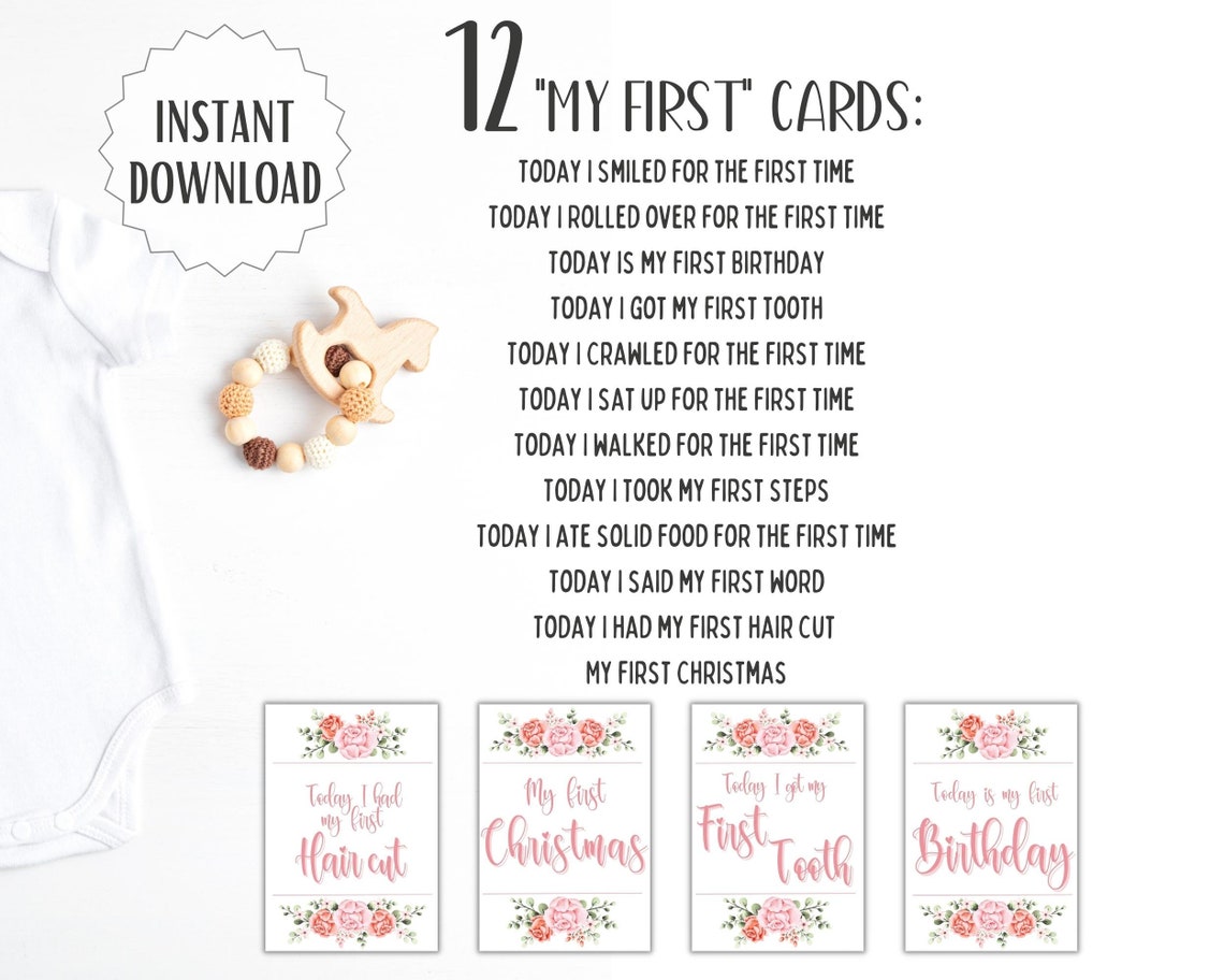 Printable Baby Girl Milestone Cards Keepsake Pink Milestone - Etsy