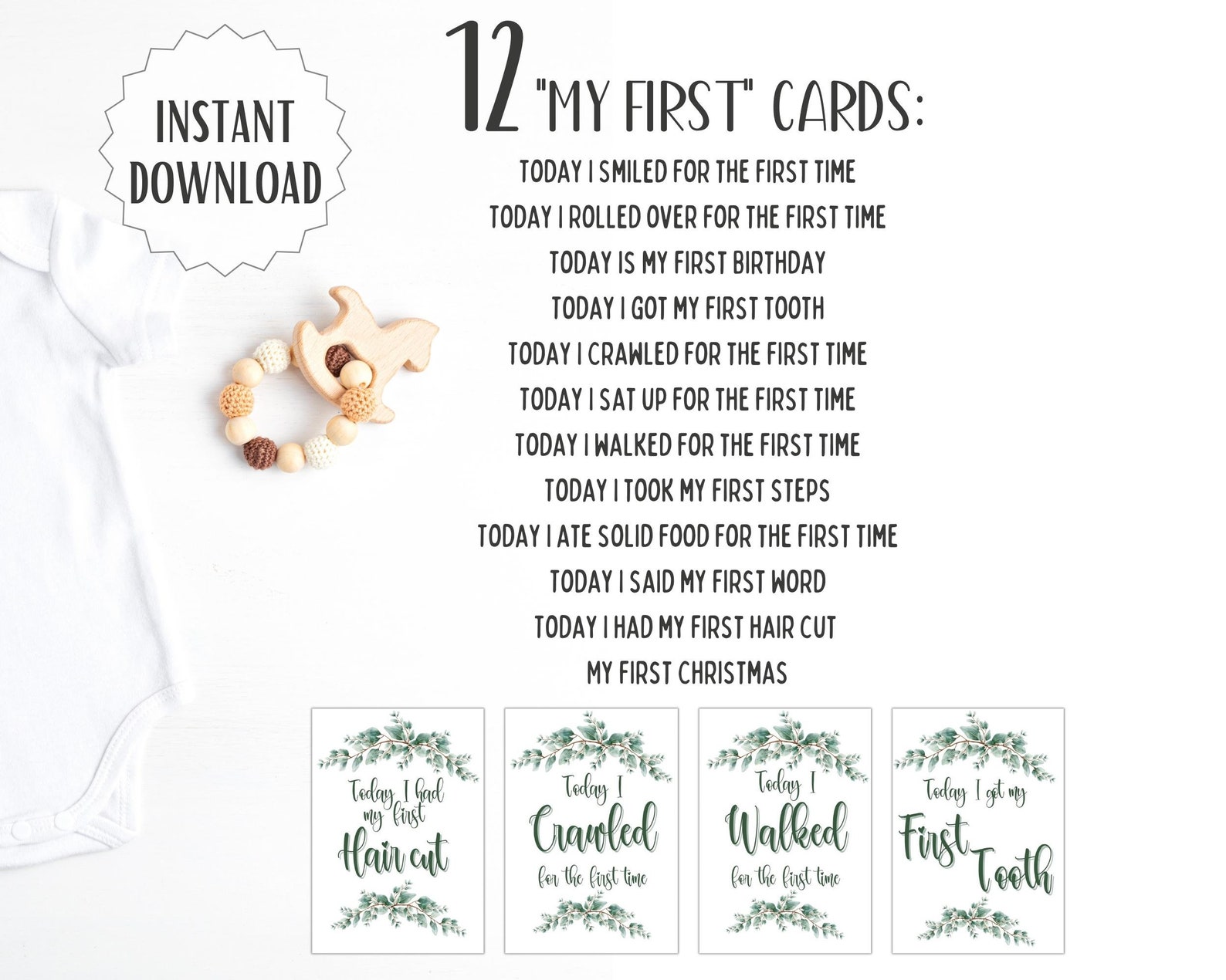 Printable Monthly Baby Milestone Cards Keepsake Milestone - Etsy