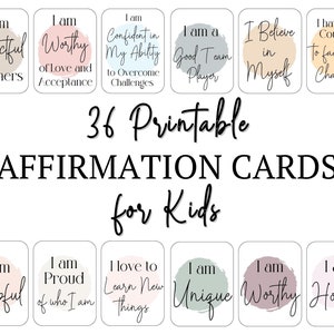 36 Positive Affirmation Cards for Kids: Printable Encouragement (PDF ...