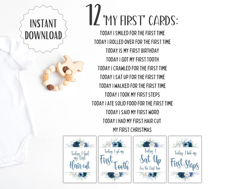 Printable Baby Boy Milestone Cards Keepsake Baby Blue - Etsy