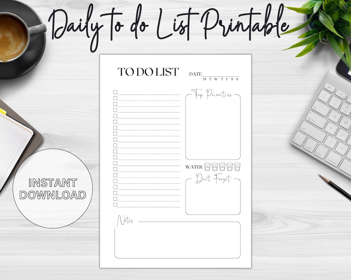 Daily to Do List Printable, Daily/weekly Planner Printable, PDF to Do ...