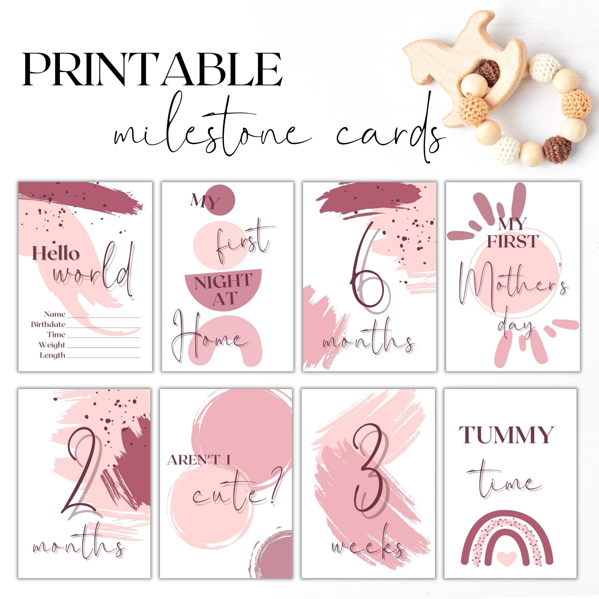 Printable Baby Girl Milestone Cards: Keepsake Pink Design (digital ...
