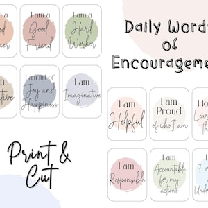 Set of 36 Printable Positive Affirmation Cards for Kids, Words of ...