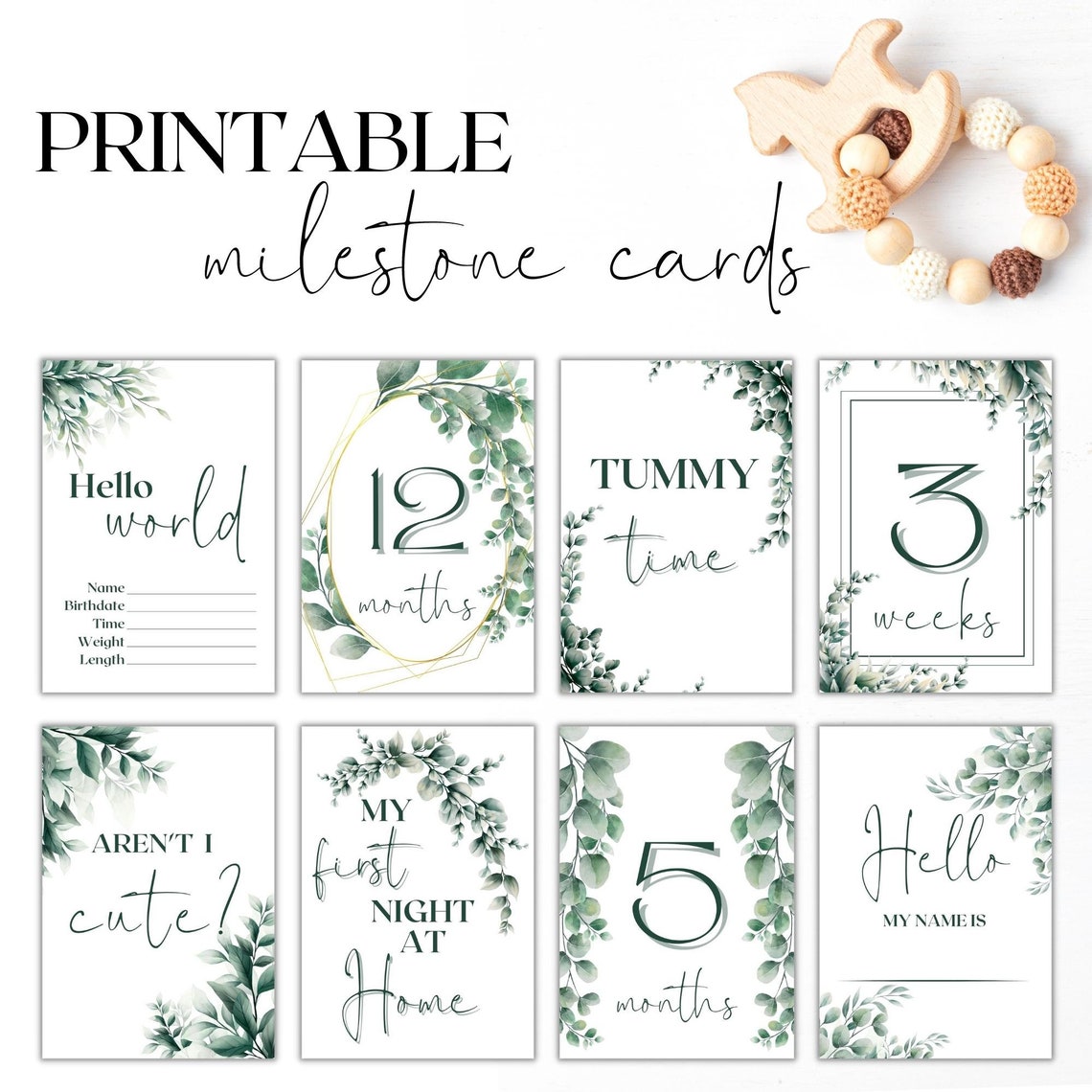 Printable Monthly Baby Milestone Cards, Keepsake Milestone Card Set ...