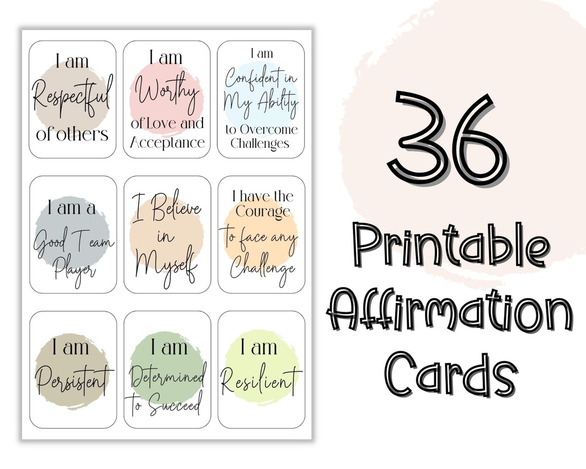 36 Positive Affirmation Cards for Kids: Printable Encouragement (PDF ...