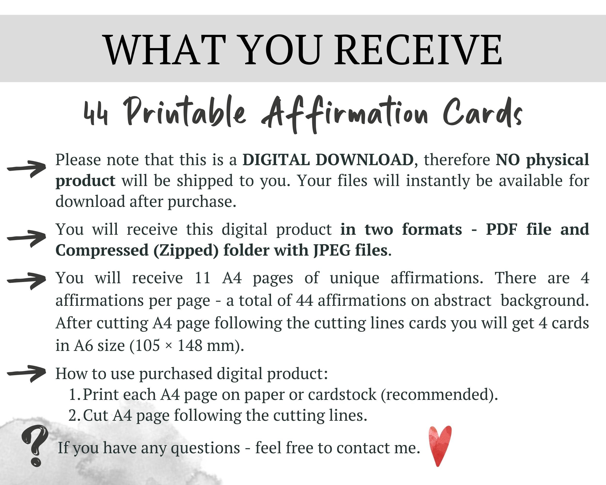 44 Printable Positive Affirmation Cards, Well-being Affirmation Cards ...