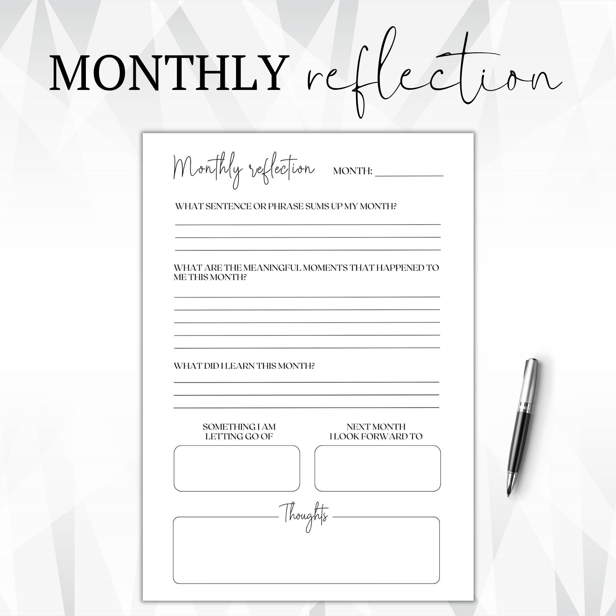 Daily And Monthly Reflection Review Pages Printable Daily Journal
