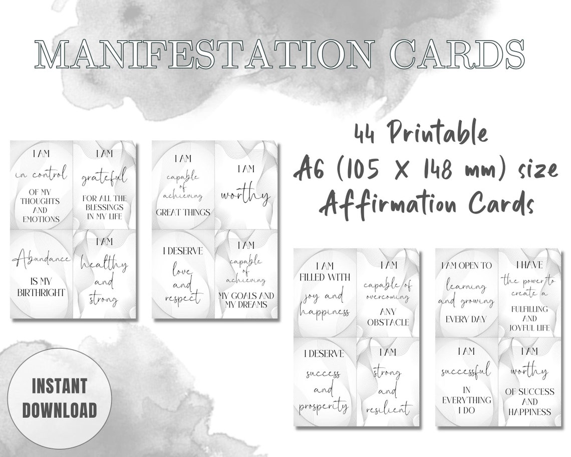 44 Printable Positive Affirmation Cards Well-being - Etsy