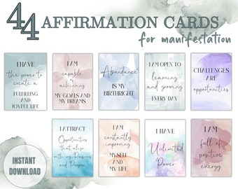 44 Printable Positive Affirmation Cards Well-being - Etsy