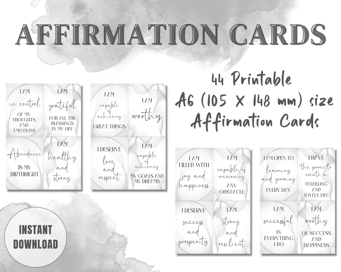 44 Printable Positive Affirmation Cards, Well-being Affirmation Cards ...