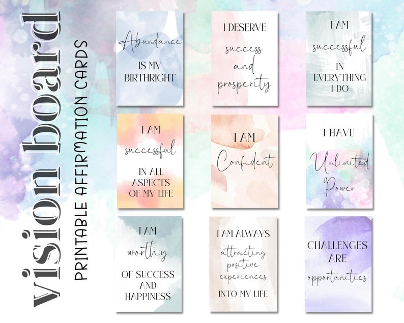 44 Watercolor Affirmation Cards: Daily Positivity (PDF) - Etsy