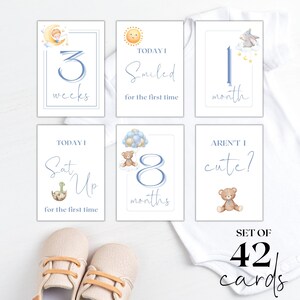 Printable Baby Boy Milestone Cards, Keepsake Baby Blue Milestone Cards ...