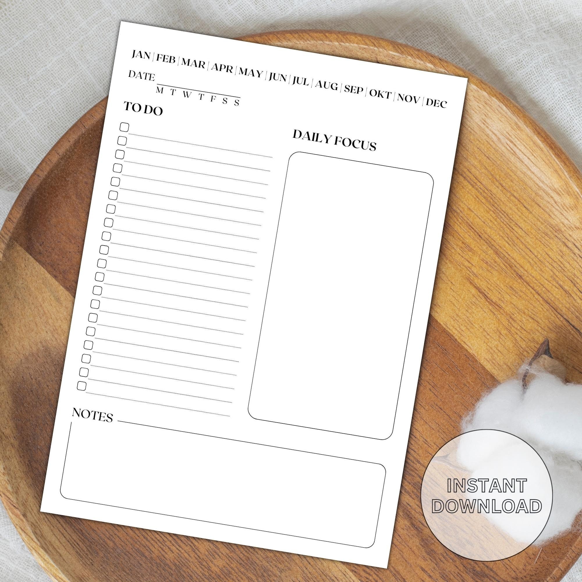 Minimal to Do List Printable, Daily/weekly Planner, Planner/binder ...