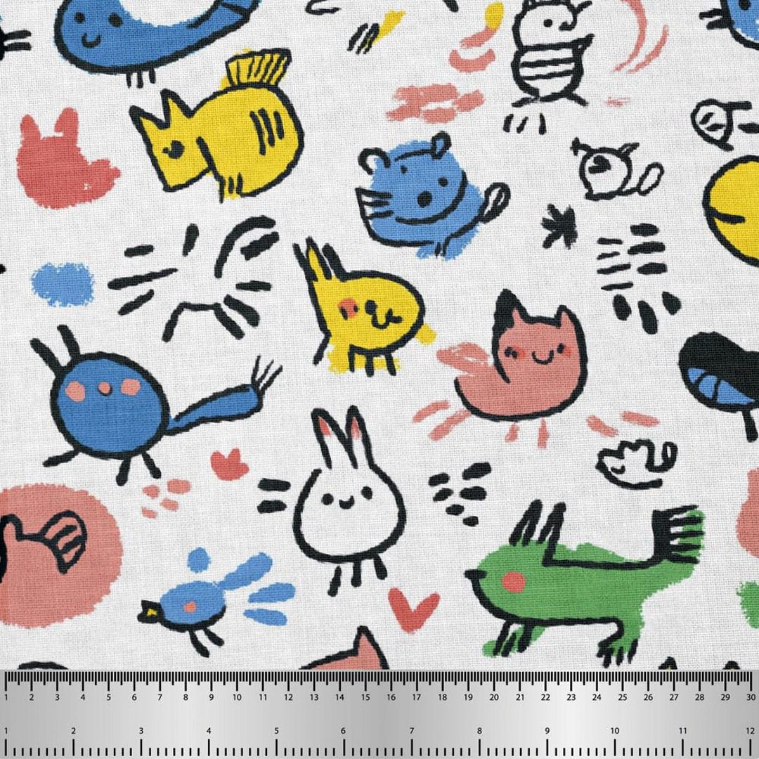 Cute Animal Pattern, Fabric by the Yard, 58 In