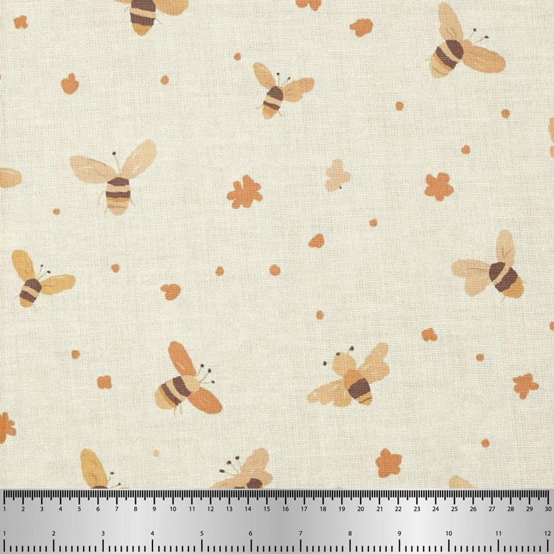 Whimsical Bees and Flowers Pattern, Fabric by the Yard, 58 In" Wide ...
