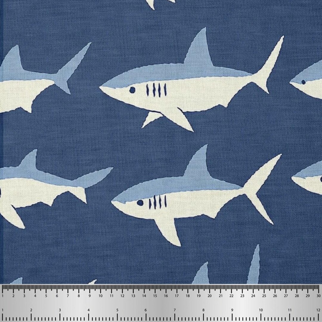 Ocean Sharks Collection Pattern, Fabric by the Yard, 58 In