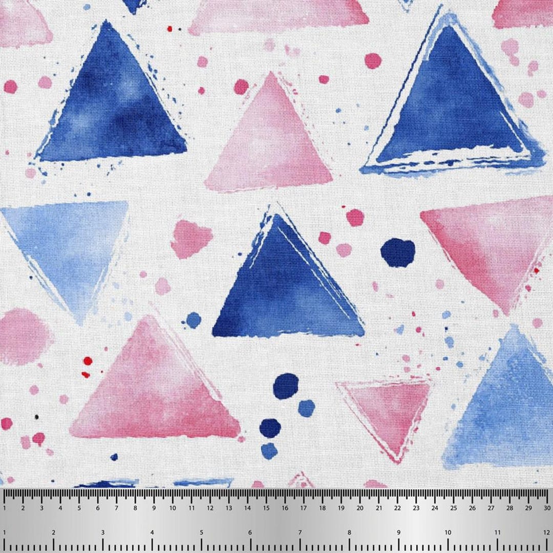 Watercolor Triangle Pattern, Fabric by the Yard, 58 In