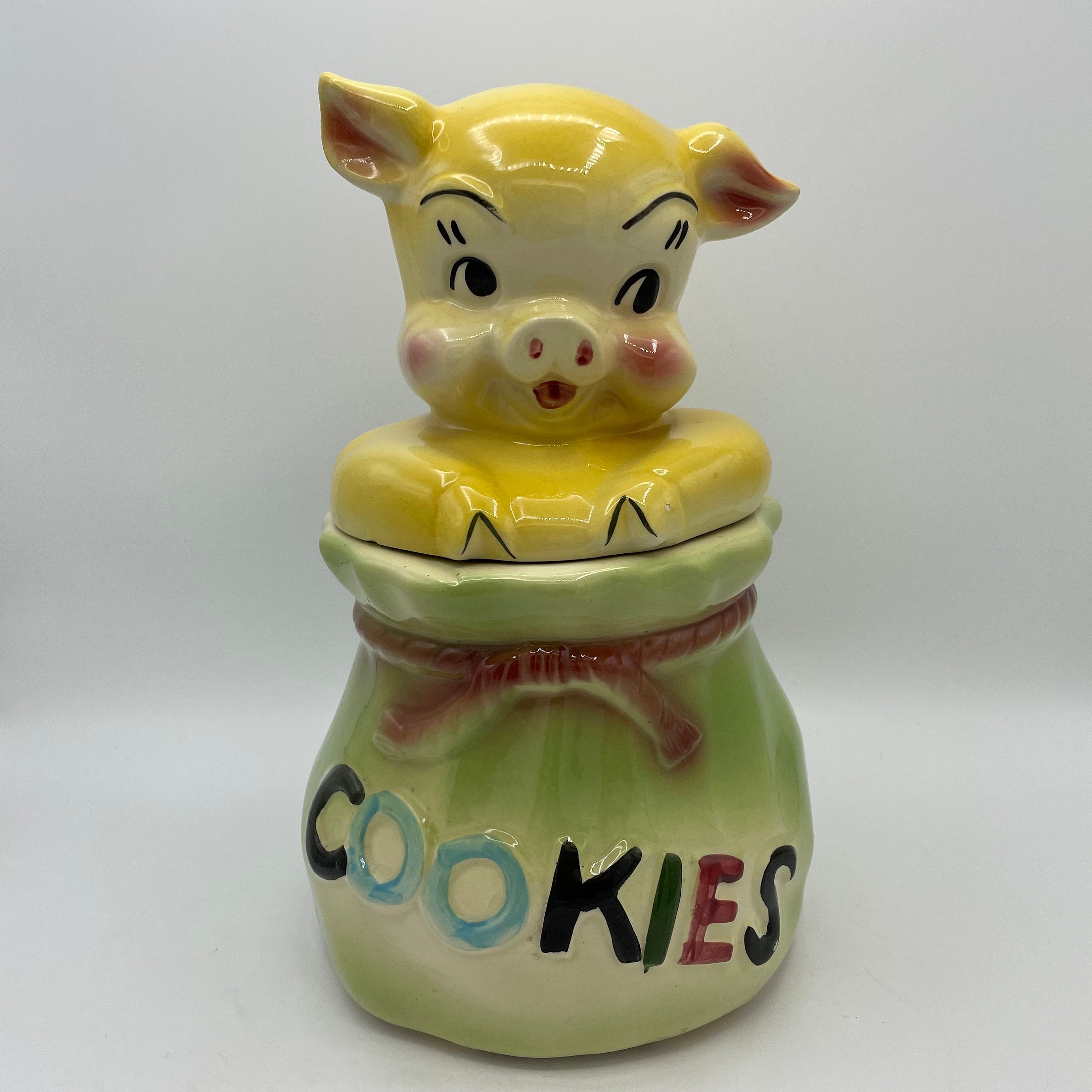 Pig in a Poke Cookie Jar, American Bisque 1950's, Hand Painted in ...