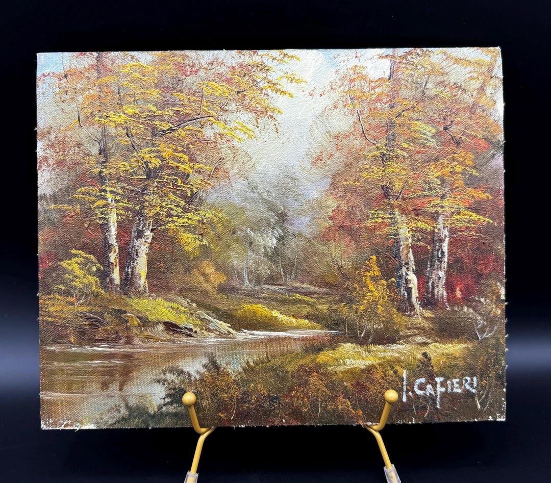 Original Irene Cafieri Fall Landscape Oil Painting on a Wooden Board ...