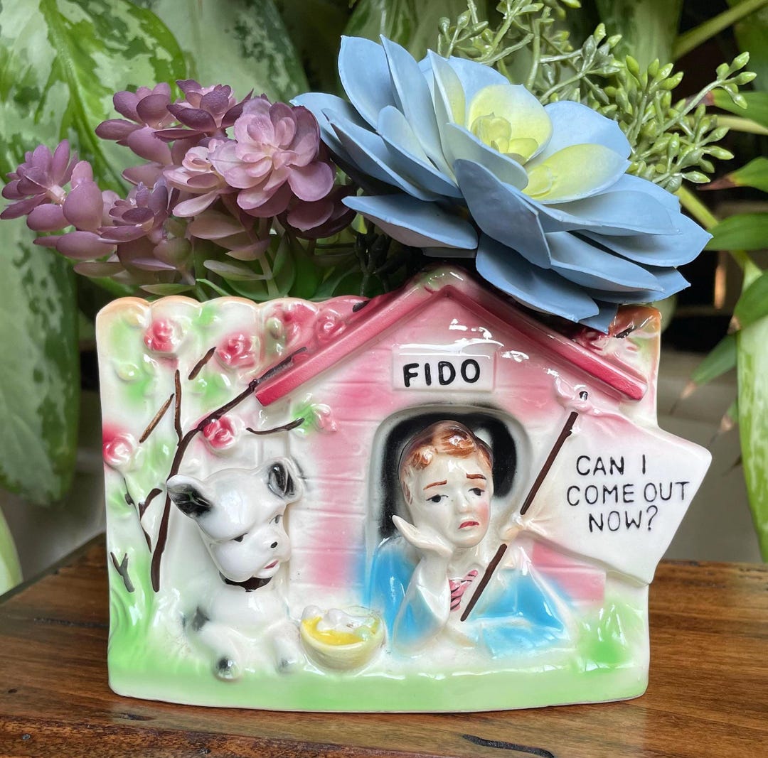 Rare Rubens Vintage Planter Man in the Dog House, Fido Dog House, Can I ...