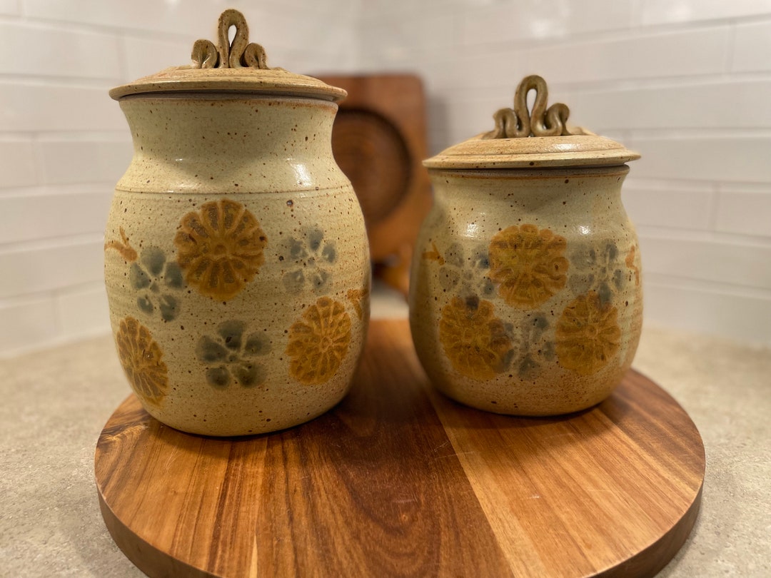 Vintage Pair of Canisters, Signed Studio Pottery, S Rigden '82, Like ...