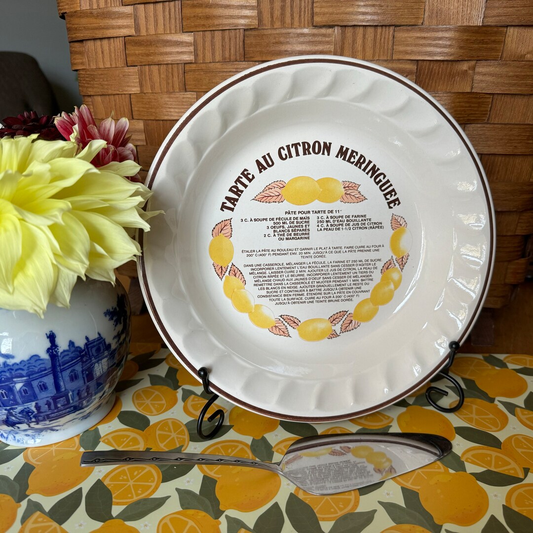 Vintage French Language Lemon Meringue Pie Plate, Recipe Plate, Tarte ...