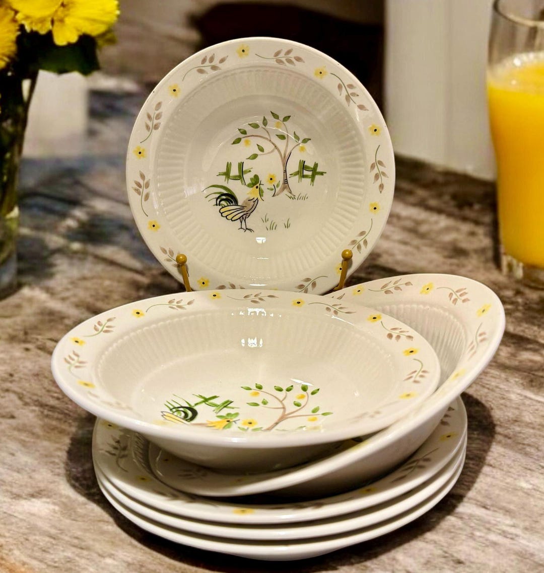 Set of 6, Rare Vintage Rooster Cereal Bowls, Real English Ironstone by ...