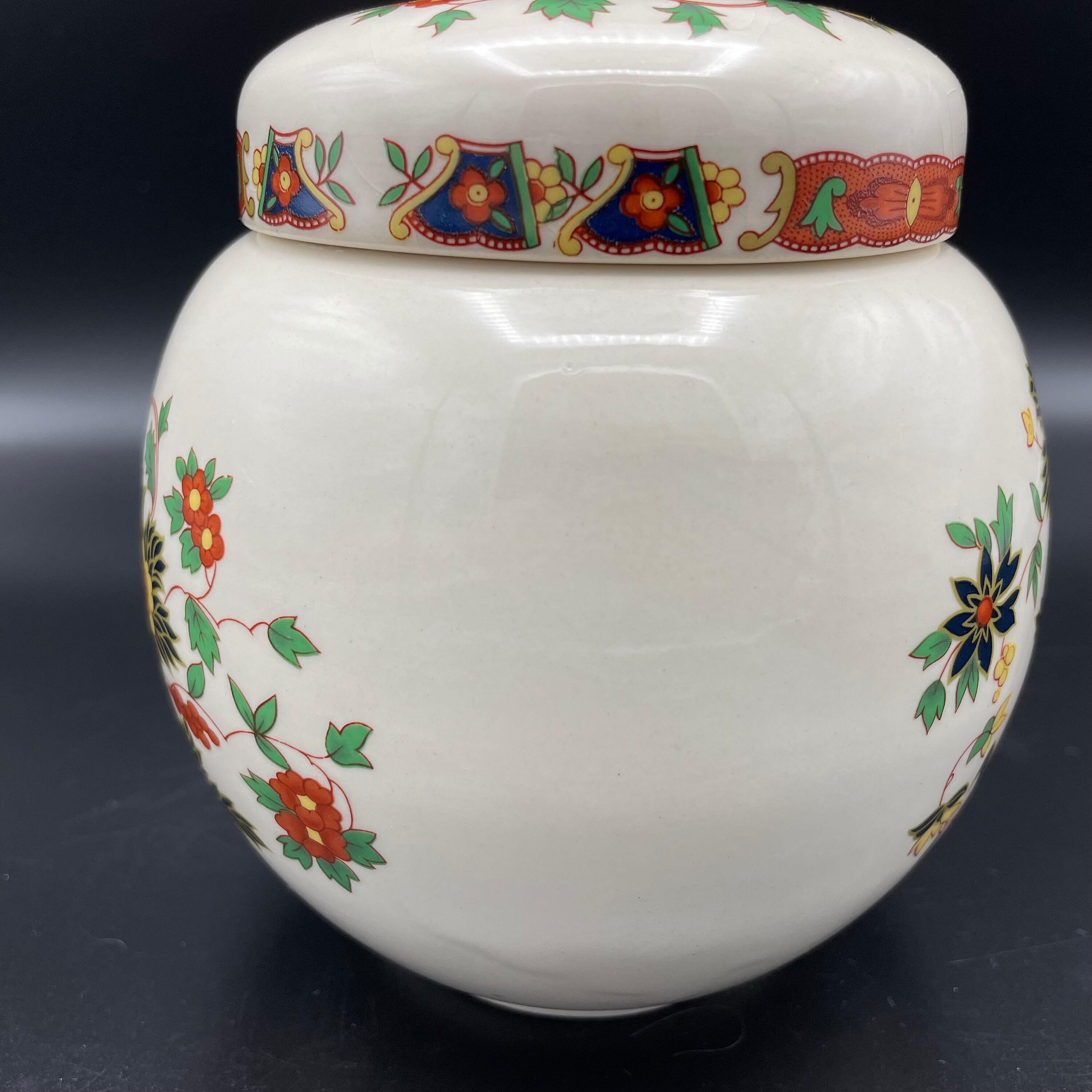 Sadler Ginger Jar White With Floral Details in Orange Green - Etsy