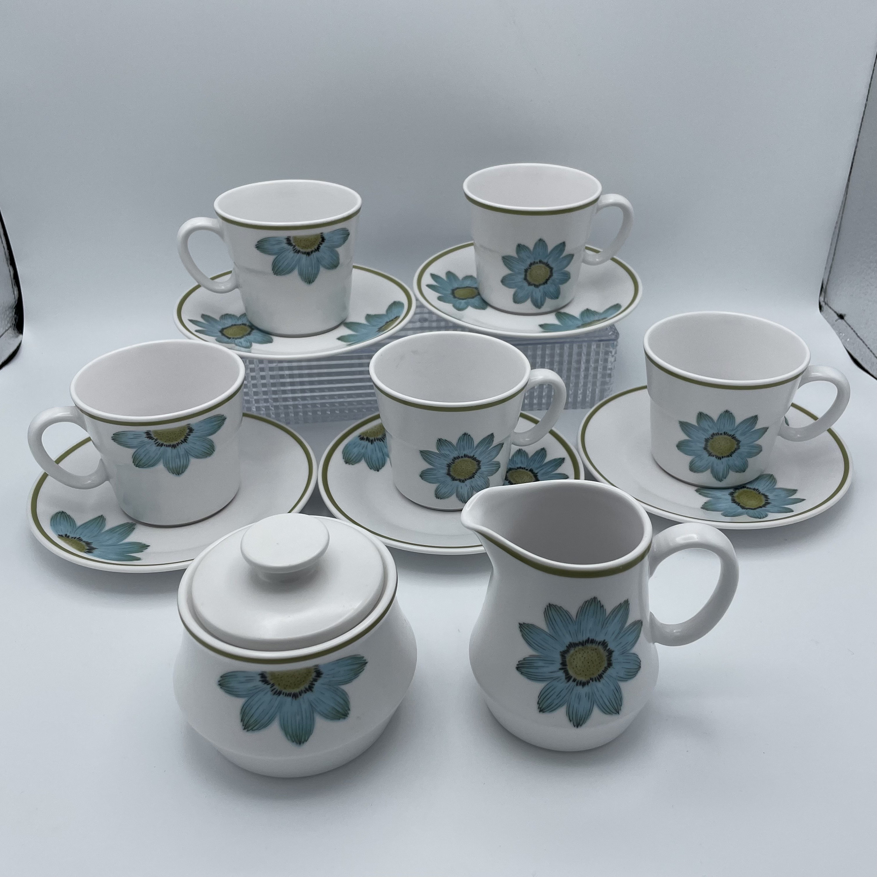 Vintage Noritake Up-sa Daisy Creamer, Covered Sugar and Five Sets of ...