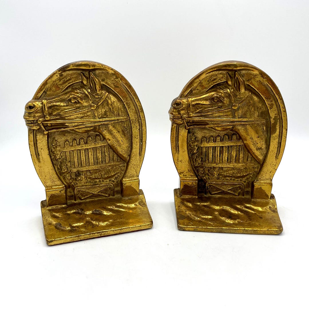 Vintage Polo Pony Bookends, Brass-colored Cast Metal, Library Decor - Etsy