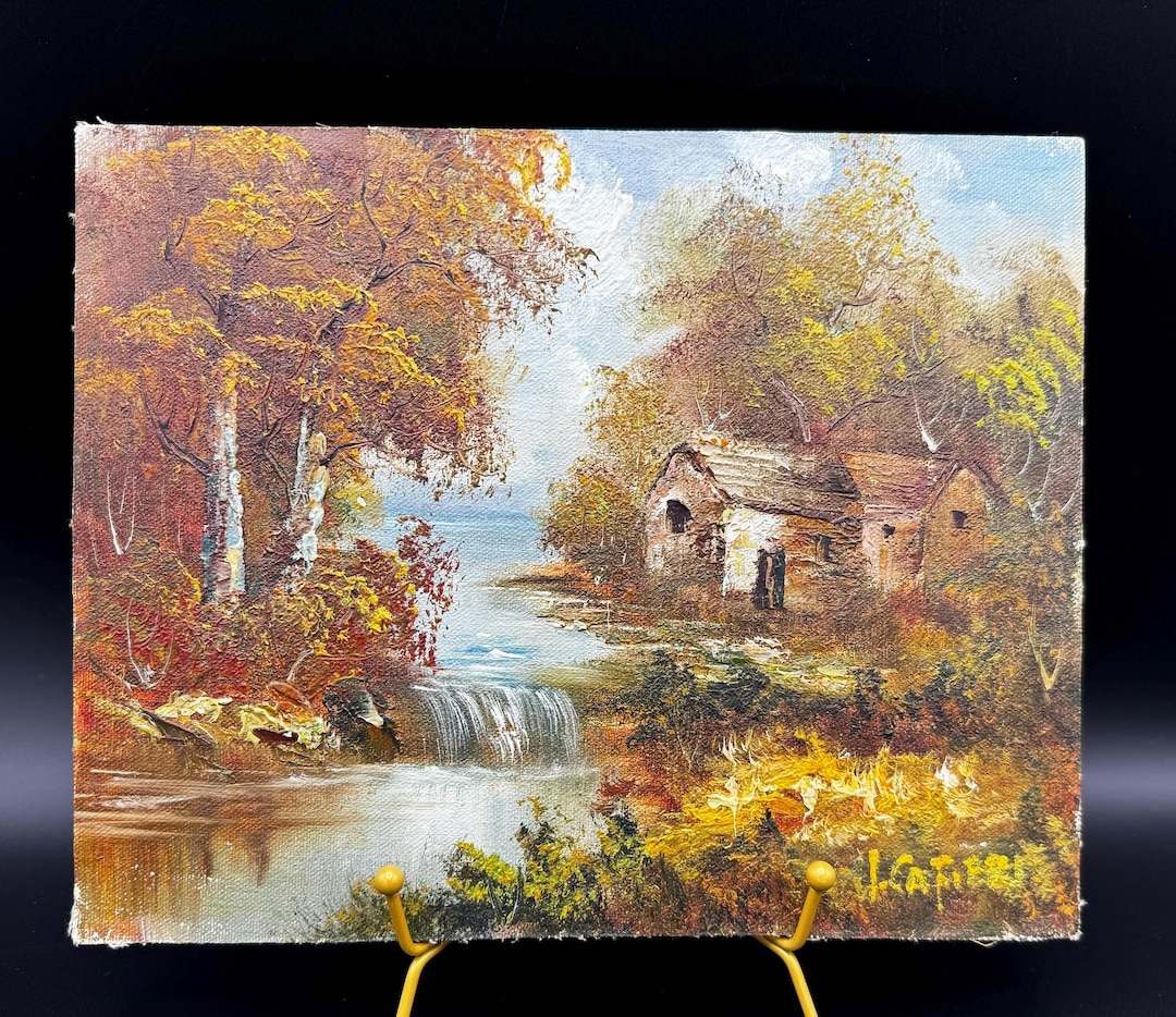 Irene Cafieri Fall Landscape Oil Painting, Birch Trees, River Waterfall ...