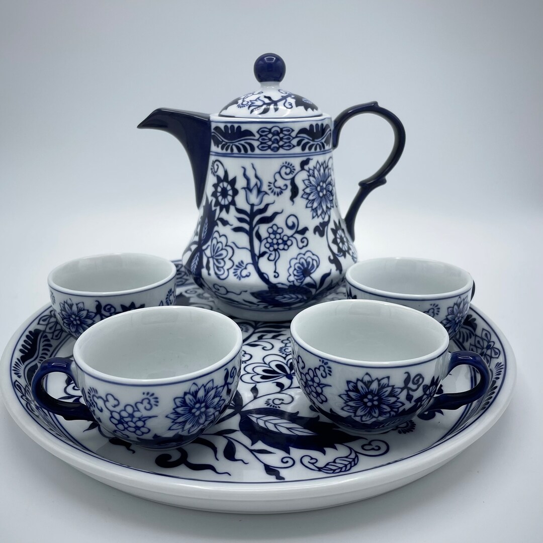 New Old Stock Bombay Vintage Chinese Tea Set, Original Box, Blue and ...