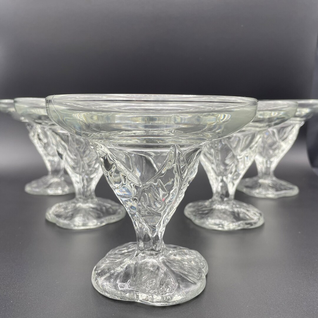 Set of 6 Vintage Rochére Clear Glass Dessert Cups, Heavy Pressed Glass ...