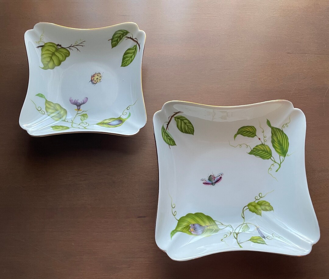 Vintage Pair of Square Porcelain Dishes, I Godinger & Co, Jardin ...
