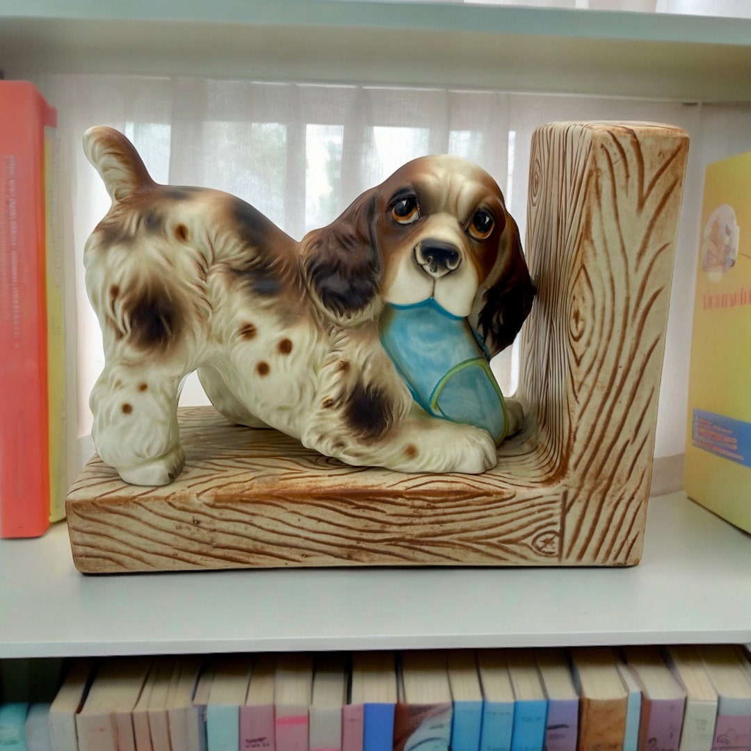 Vintage Puppy Bookend, Lefton ESD, Made in Japan, Playful Spaniel Puppy ...