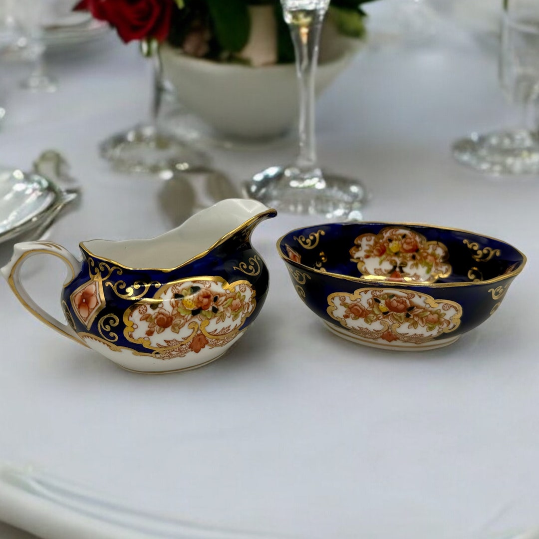 Vintage Royal Albert Derby Bone China Creamer and Open Sugar Bowl, Rich ...