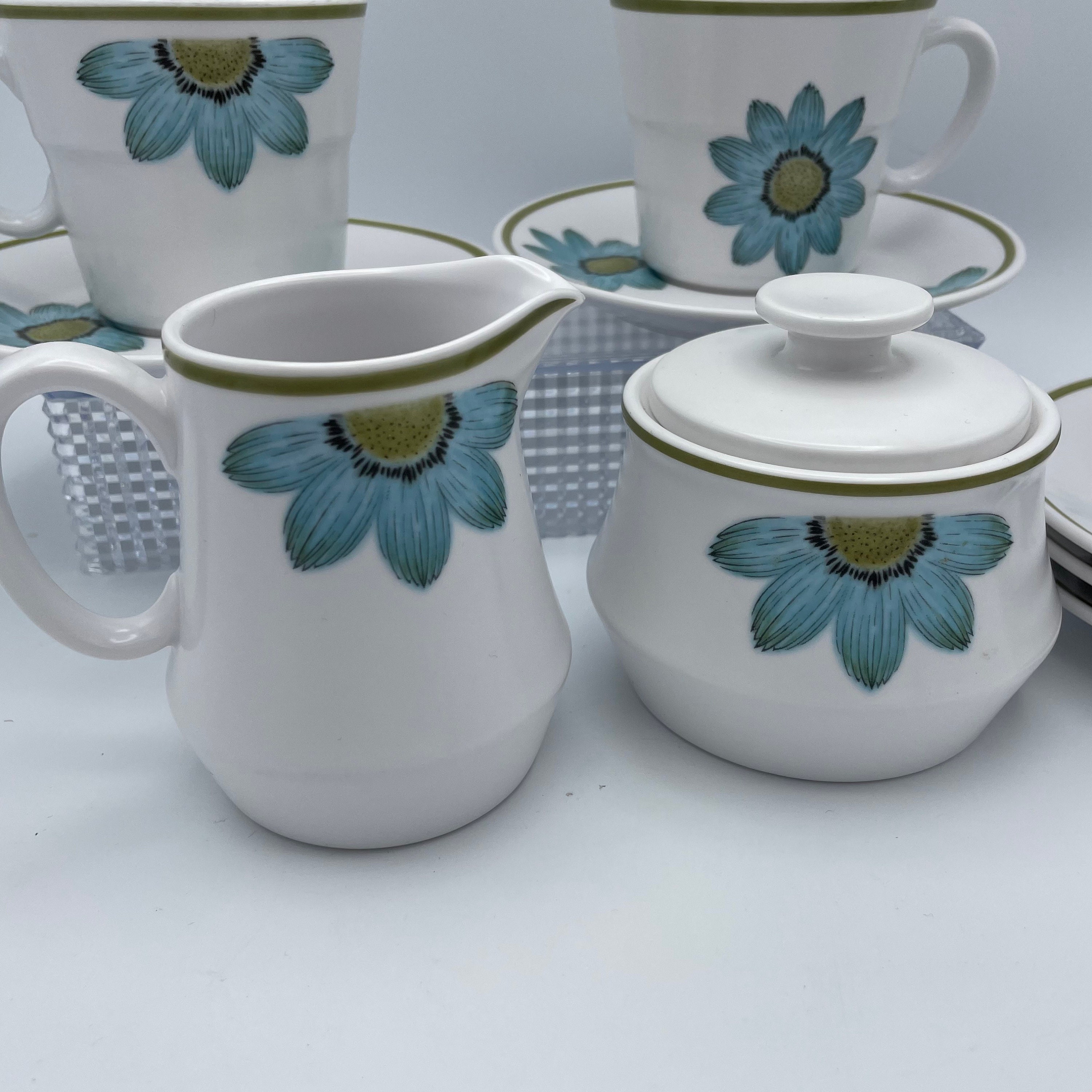 Vintage Noritake Up-sa Daisy Creamer, Covered Sugar and Five Sets of ...